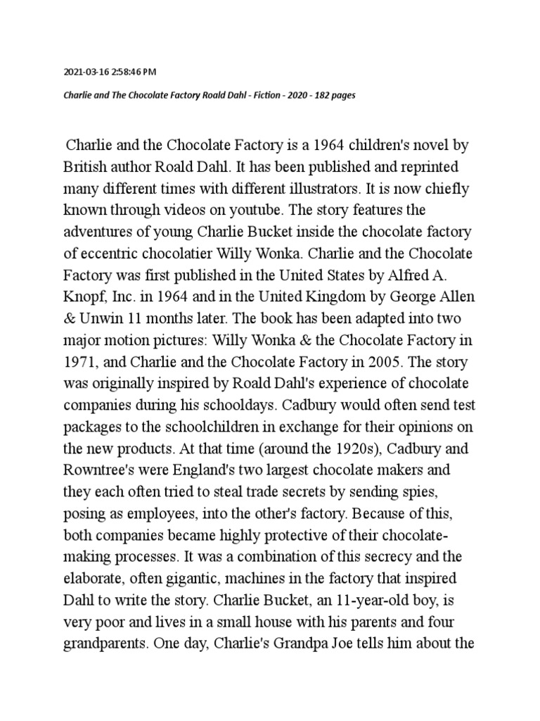 Charlie and The Chocolate Factory | PDF | Confectionery | Chocolate