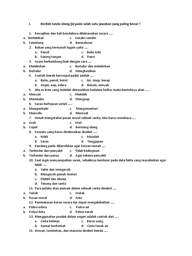 PAS BINDO Kelas 3 | PDF