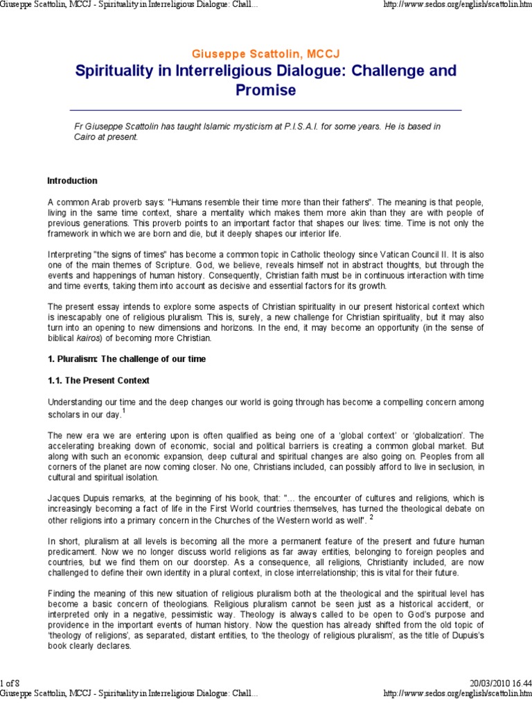 Giuseppe Lin MCCJ - Spirituality in Inter Religious Dialogue | PDF ...