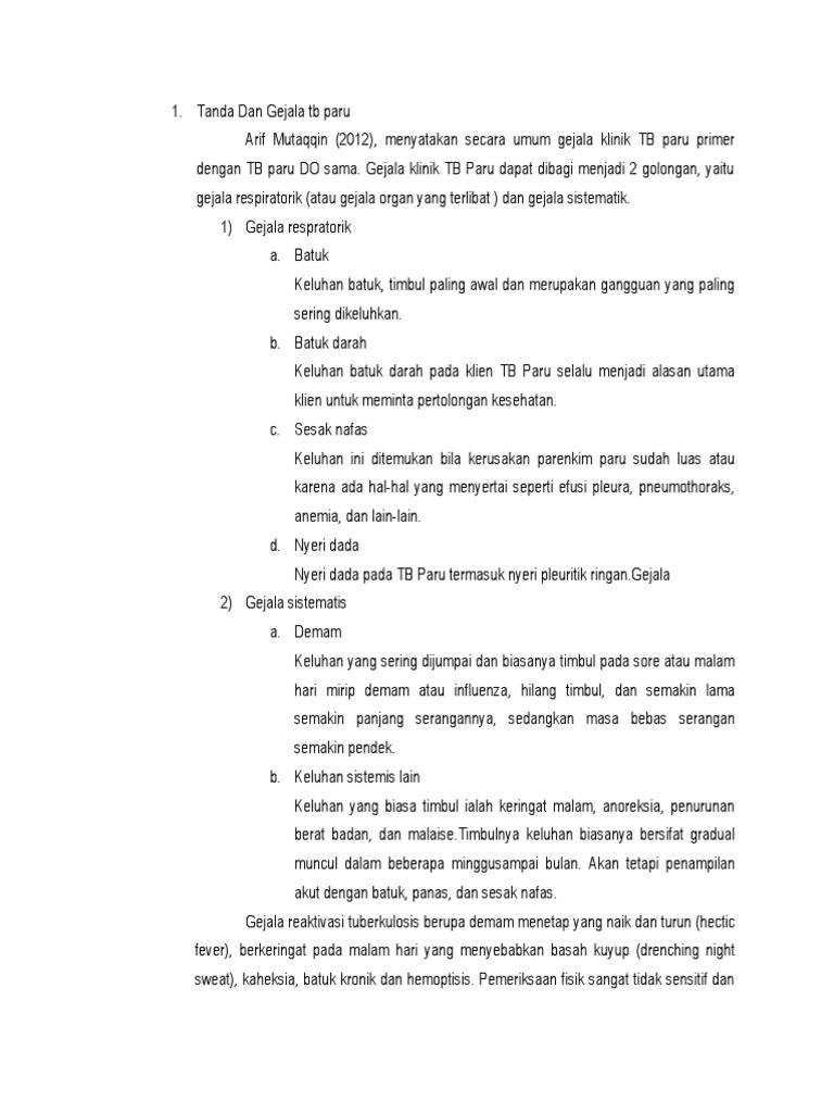 Tanda Dan Gejala TB Paru | PDF