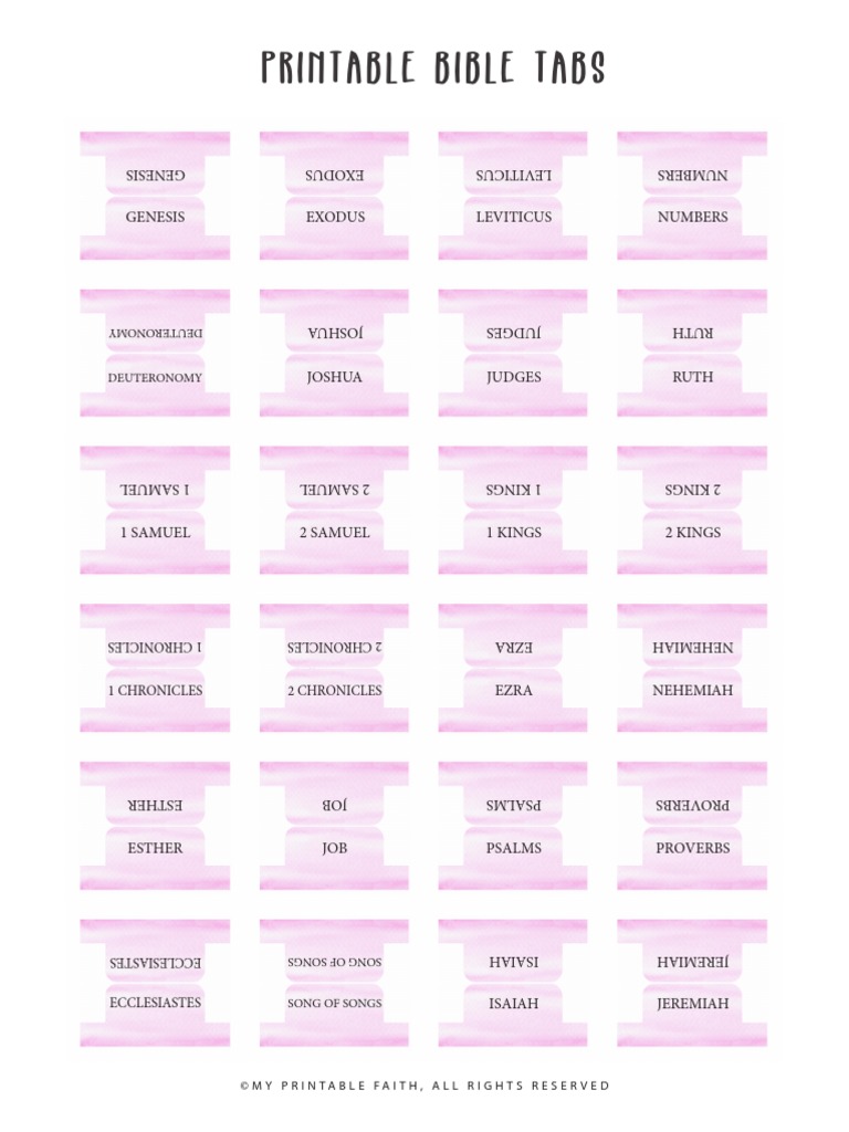 Printable Bible Tabs: Genesis Exodus Leviticus Numbers | PDF | Bible ...