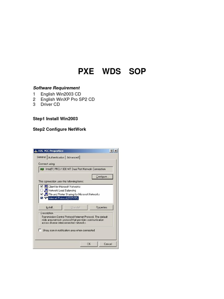 Pxe Wds Server Setup Sop | PDF | Windows Xp | Domain Name System