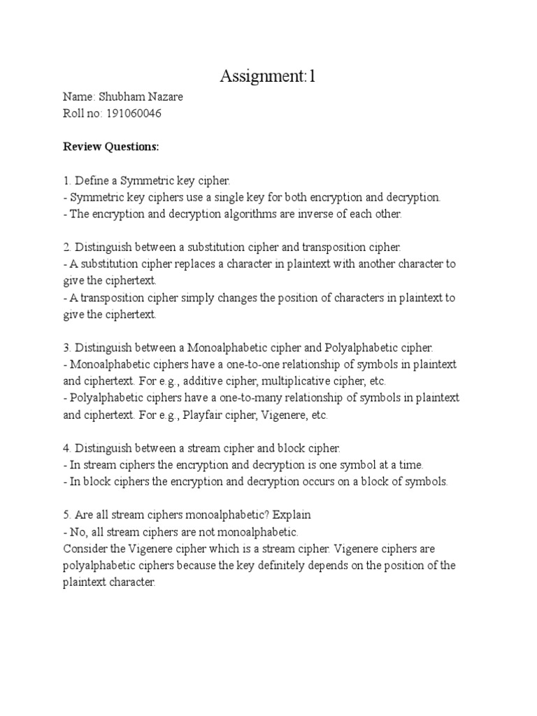 NS Assignment - 1 - 191060046 | PDF | Cipher | Encryption