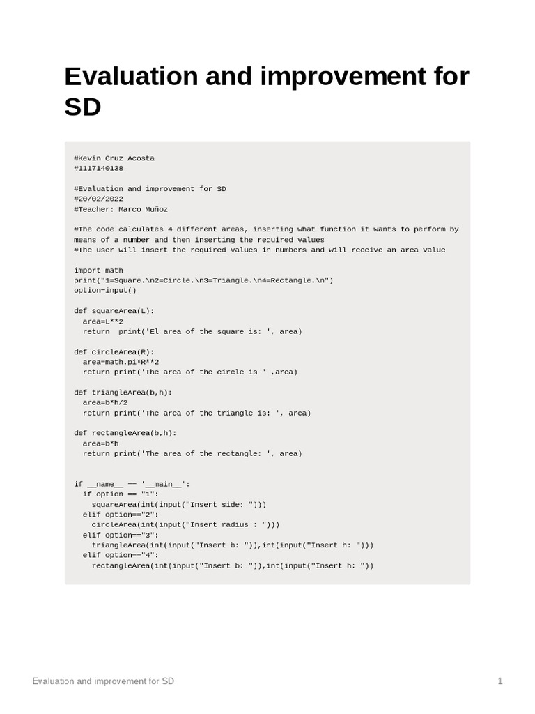Improvement For SD - Code | PDF