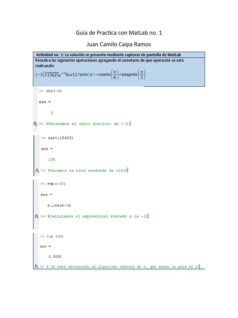 Guía de Practica Con MatLab EcuacionesMatrices-2 | PDF