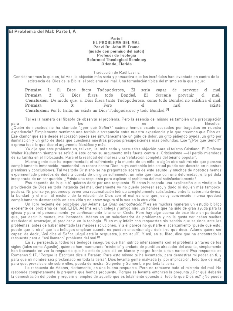 El Problema Del Mal 1 | PDF | Problema del mal | Mal
