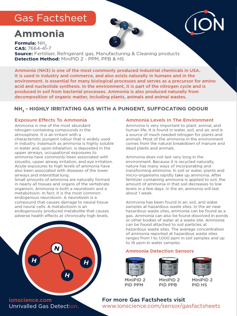 Ammonia (NH3) Factsheet | PDF | Ammonia | Nitrogen