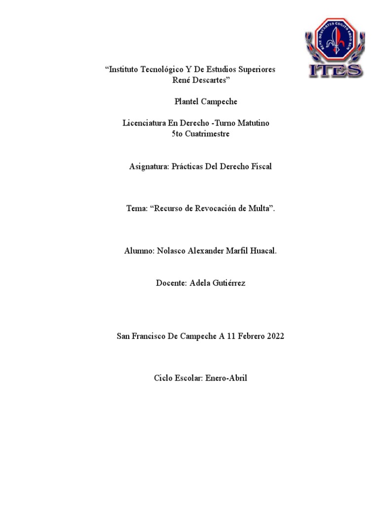 Recurso de Revocación de Multa - Nolasco Alexander Marfil Huacal | PDF ...