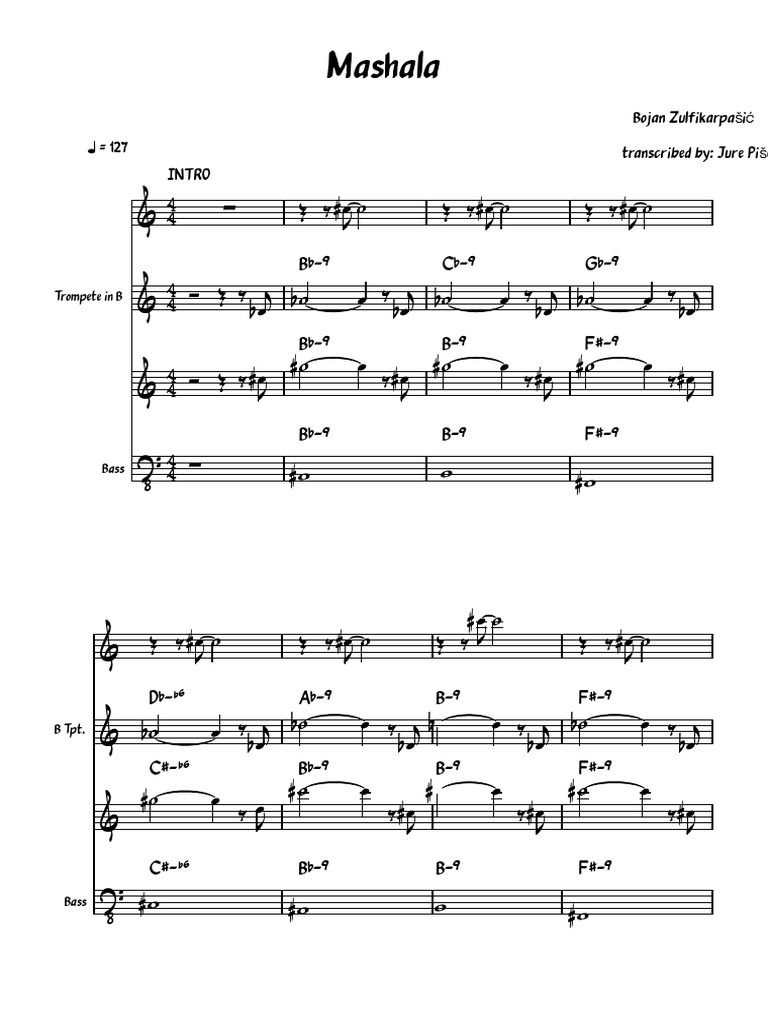 Mashala Transcription Musescore-Score and Parts | PDF