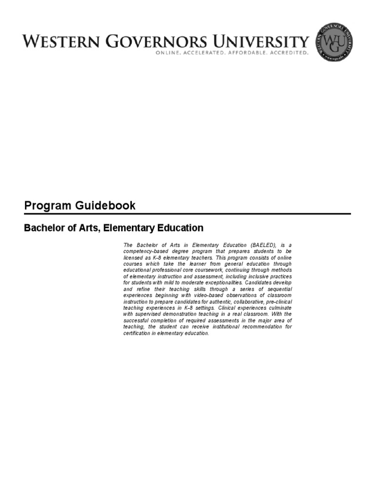 Program Guidebook: Bachelor of Arts, Elementary Education | PDF ...