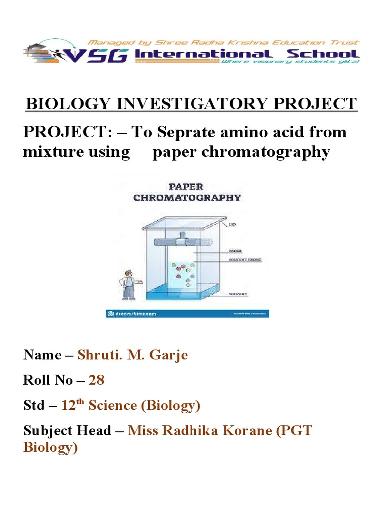 BIOLOGY Investigatory Project | PDF | Chromatography | Elution
