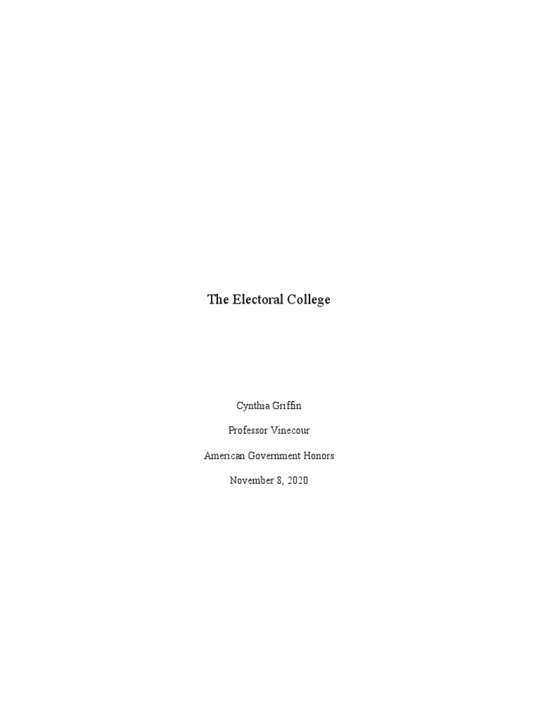 Electoral College: Winner Takes All System | PDF | American Government ...