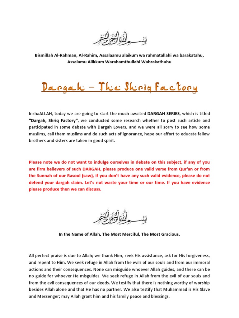 Dargah Shirk Factory | PDF | God In Islam | Hadith