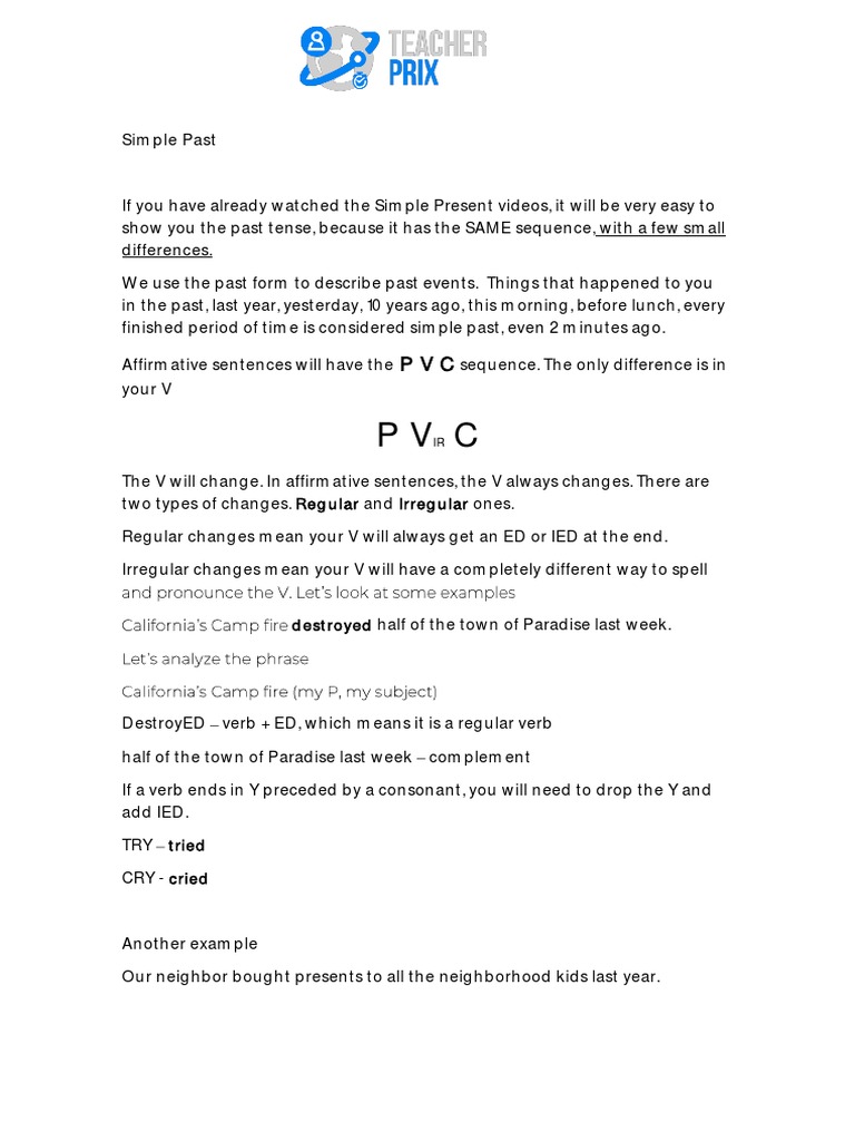 Simple Past - Summary File | PDF | Verb | Languages