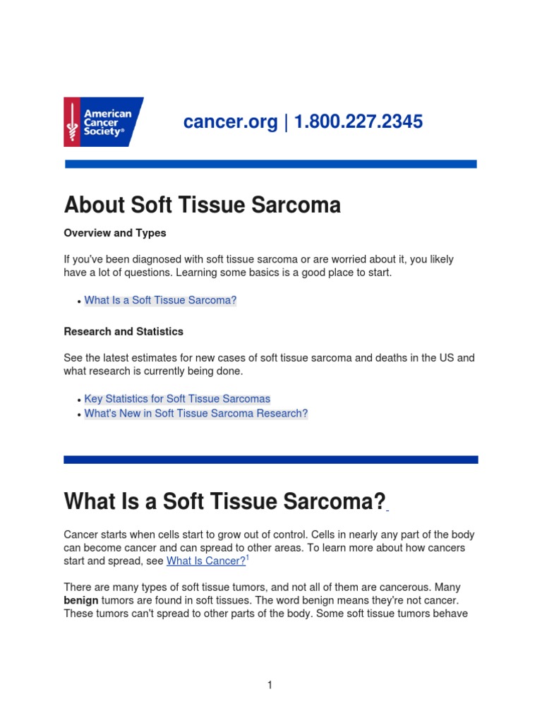 About Soft Tissue Sarcoma: Overview and Types | PDF | Sarcoma | Cancer