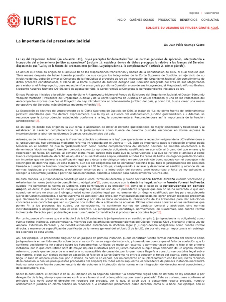 La Importancia Del Precedente Judicial | PDF | Caso de ley | Fuentes ...