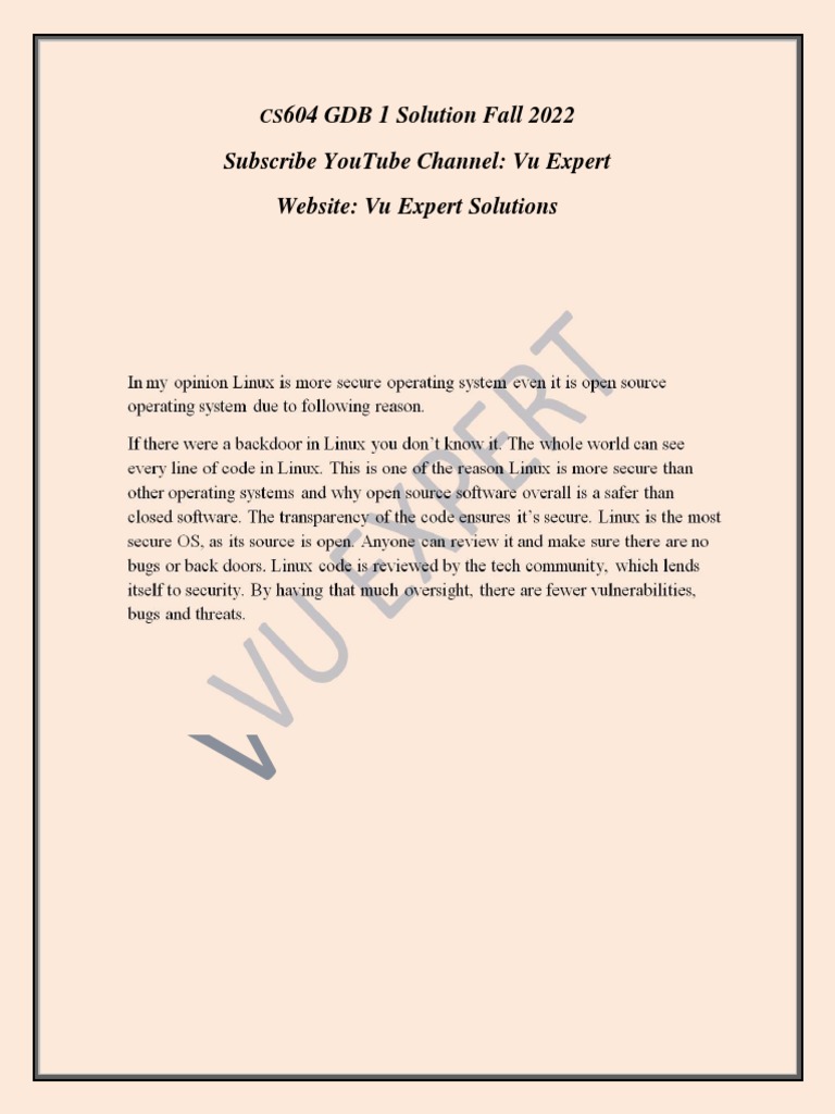 CS604 GDB 1 Solution 2022 Vu Expert | PDF
