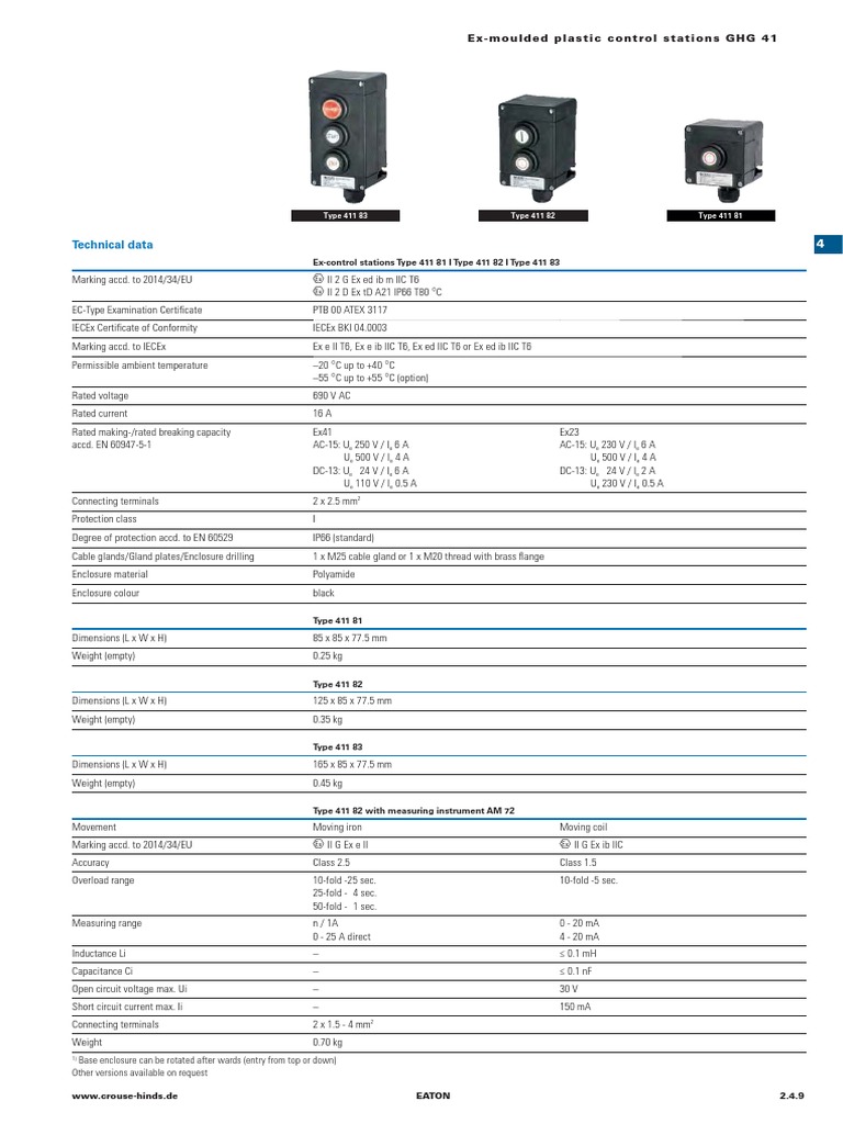 Technical Data: Ex-Control Stations Type 411 81 I Type 411 82 I Type ...