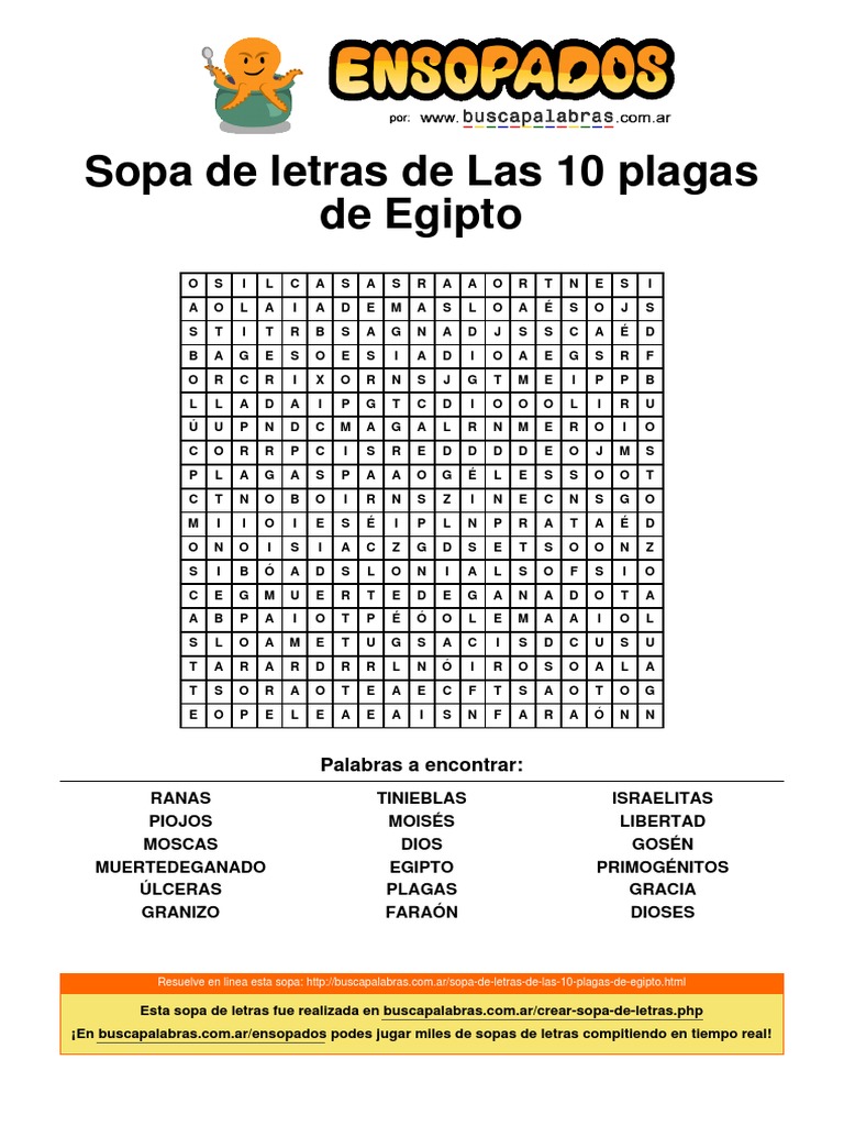 Sopa de Letras de Las 10 Plagas de Egipto | PDF