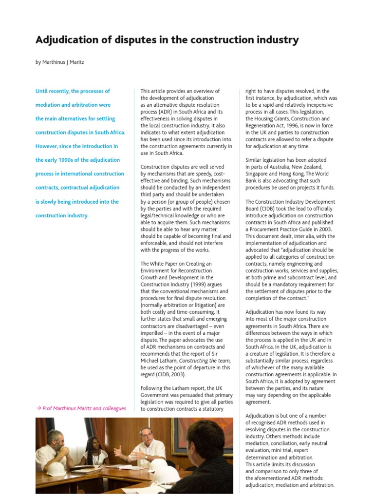 Adjudication of Disputes in The Construction Industry | PDF ...