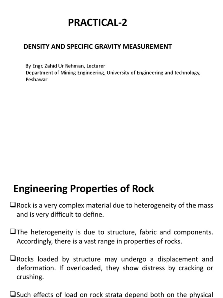 Practical No-2 How To Measaure Density and Specific Gravity of Rock ...