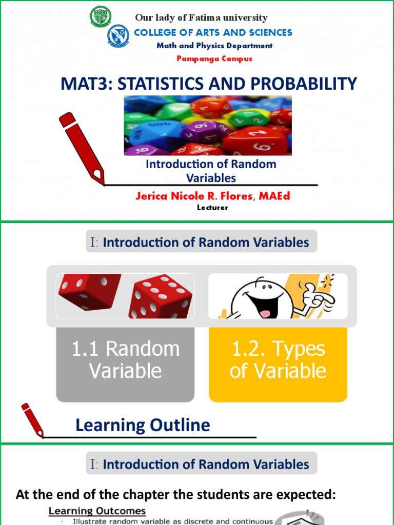 Introduction of Random Variables | PDF | Random Variable | Probability Distribution