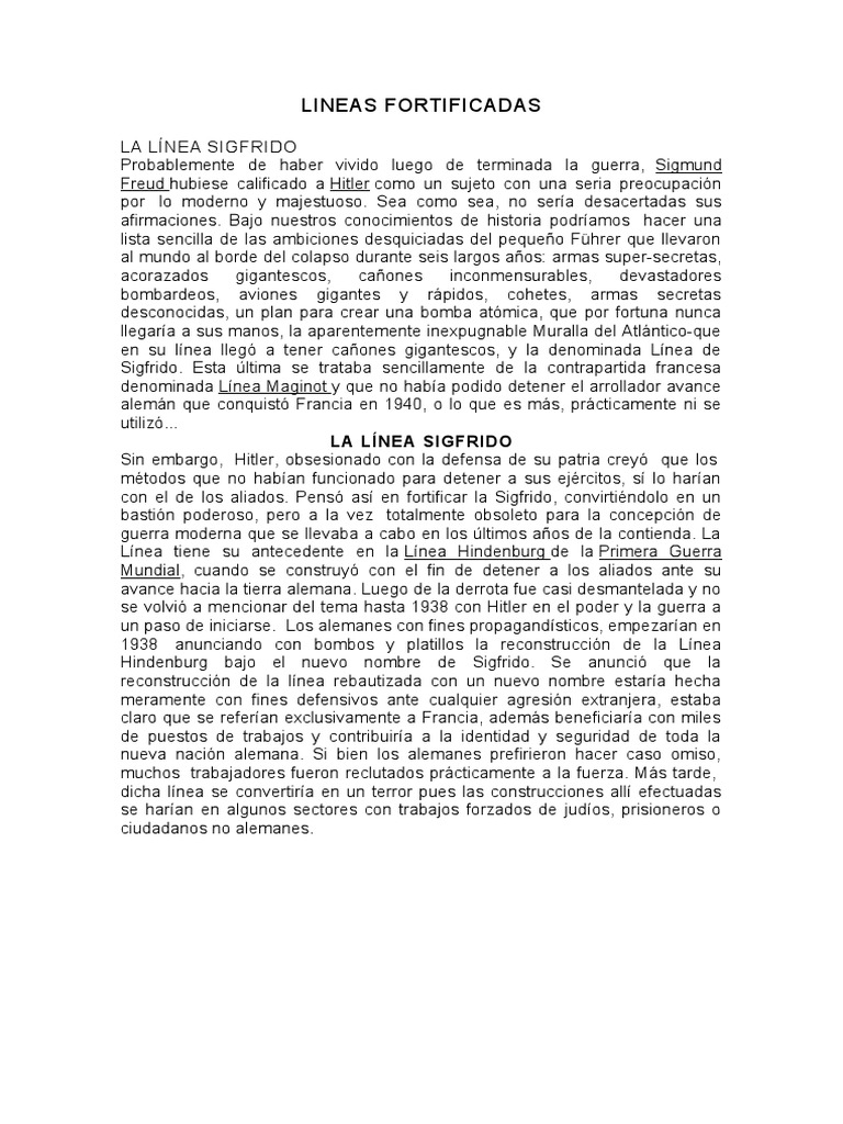 Lineas Fortificadas | PDF | Teatro de la Segunda Guerra Mundial de ...