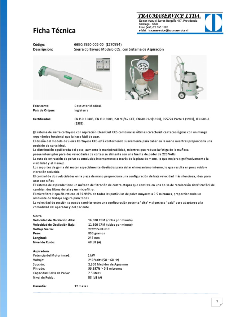 Desoutter - CC5 - Ficha Tecnica (Con Aspiración) | PDF
