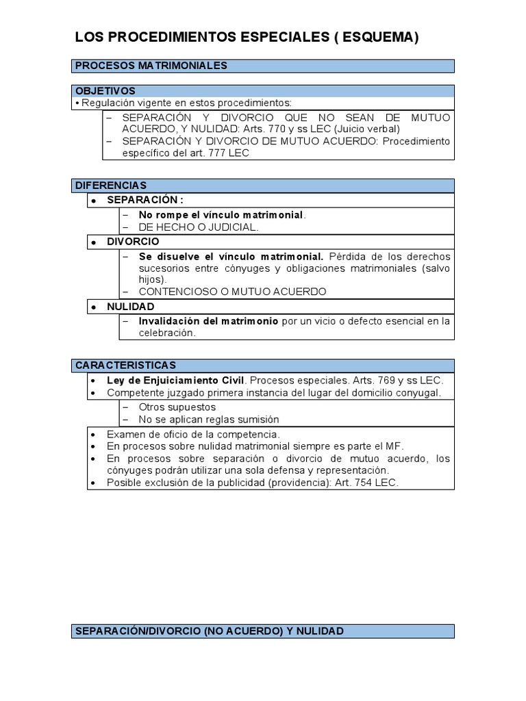 Los Procedimientos Especiales (Esquema) | PDF