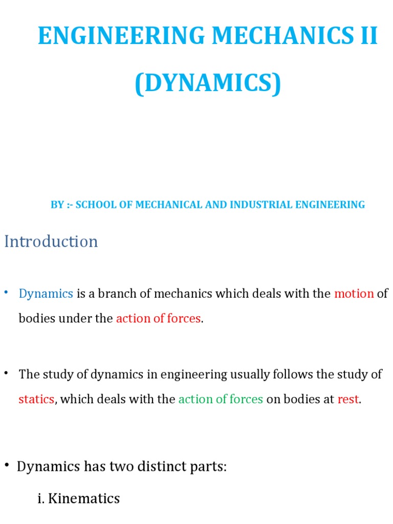 Dynamics Chapter One | PDF | Force | Weight