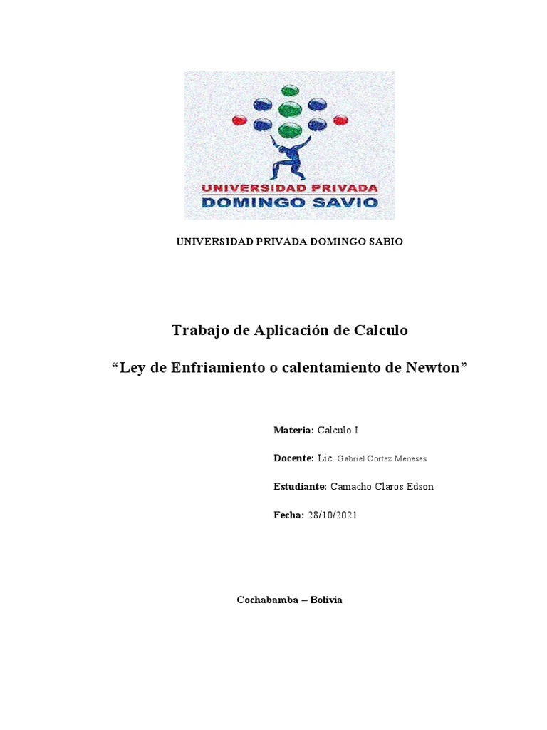 Proyecto de Aplicacion de Calculo Edson Camacho Claros | PDF | Calor ...