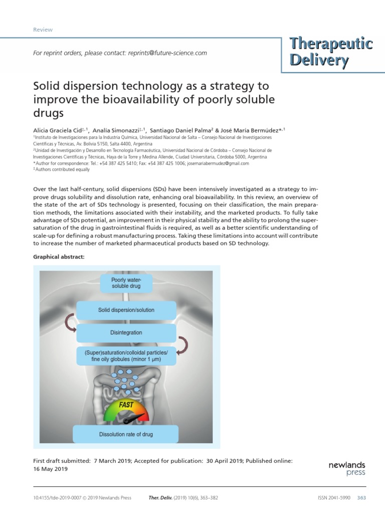 Solid Dispersion Technology As A Strategy To Improve The ...