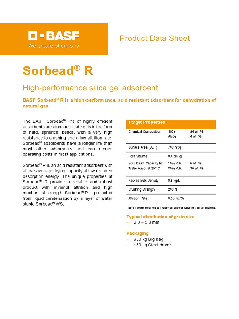Sorbead R: Product Data Sheet | Download Free PDF | Adsorption | Humidity