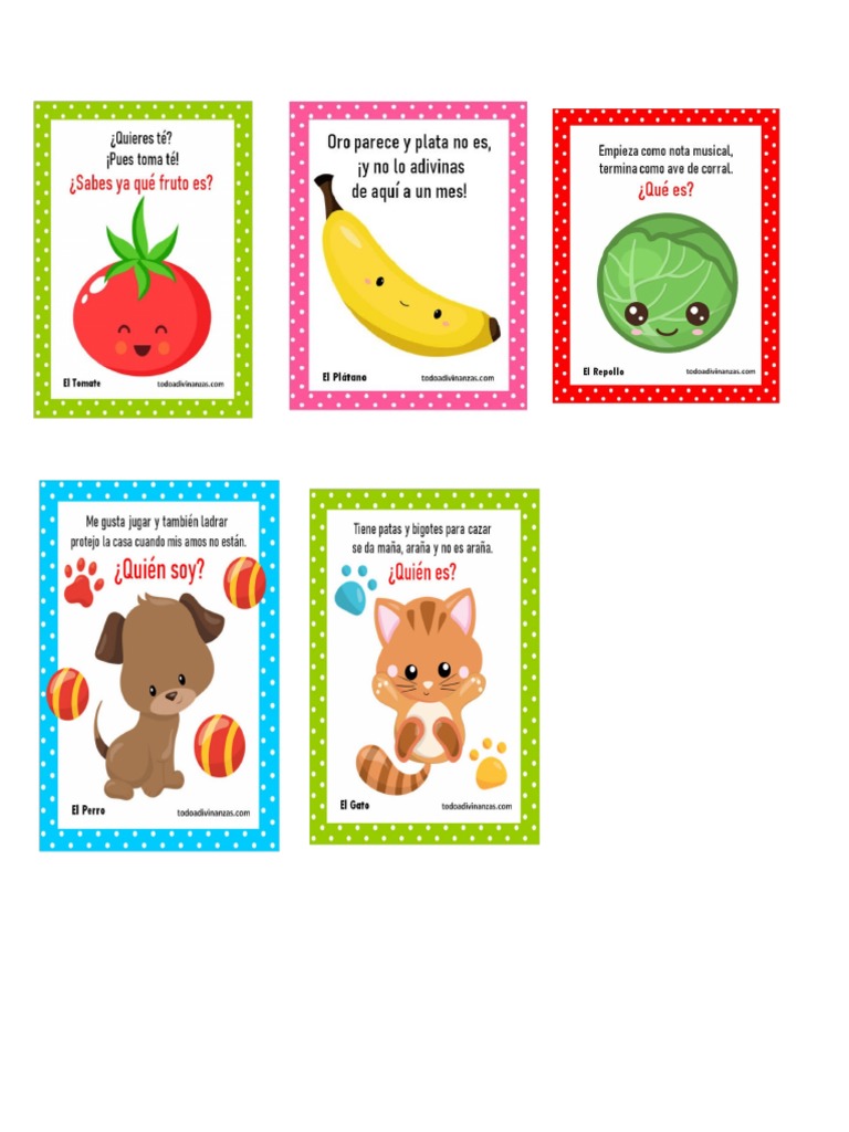 5 Adivinanzas Utiles Escolares | PDF