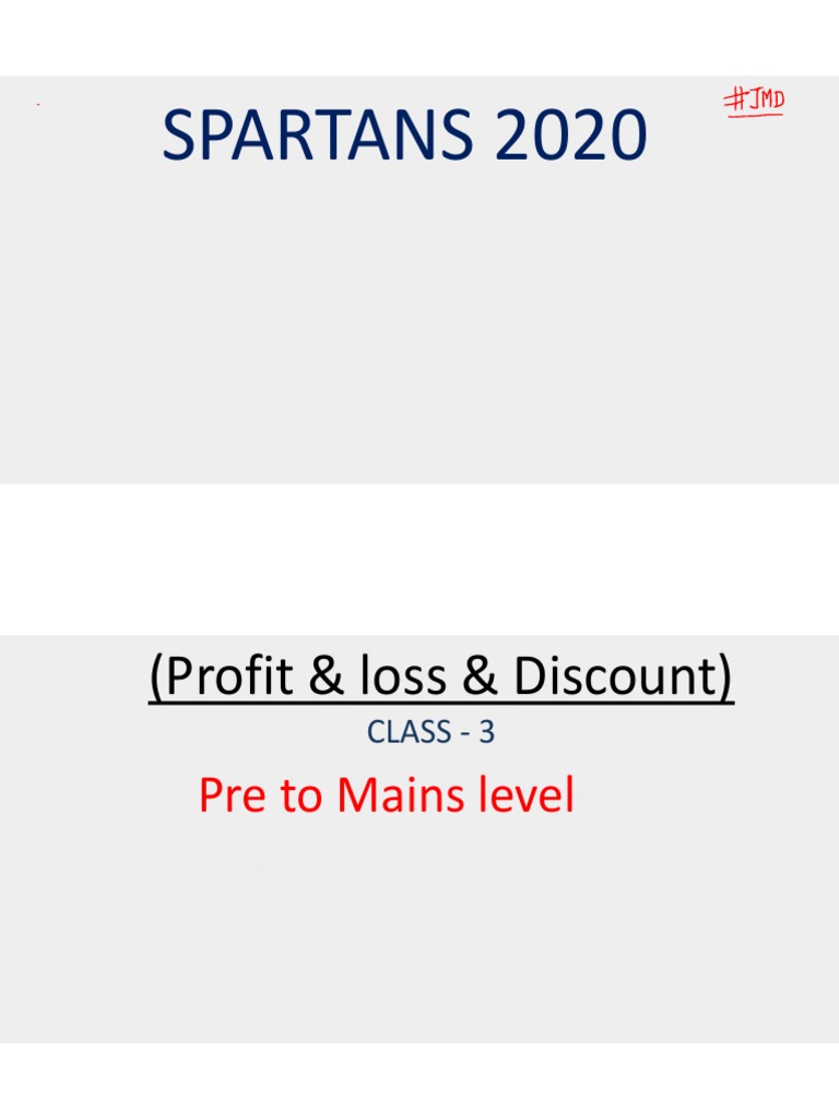 Spartans 2020: (Profit & Loss & Discount) | PDF