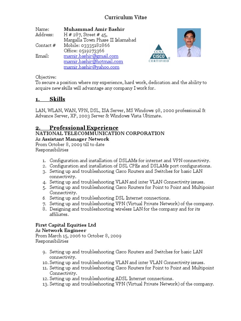 Curriculum Vitae Amir | PDF | Virtual Private Network | Internet Access