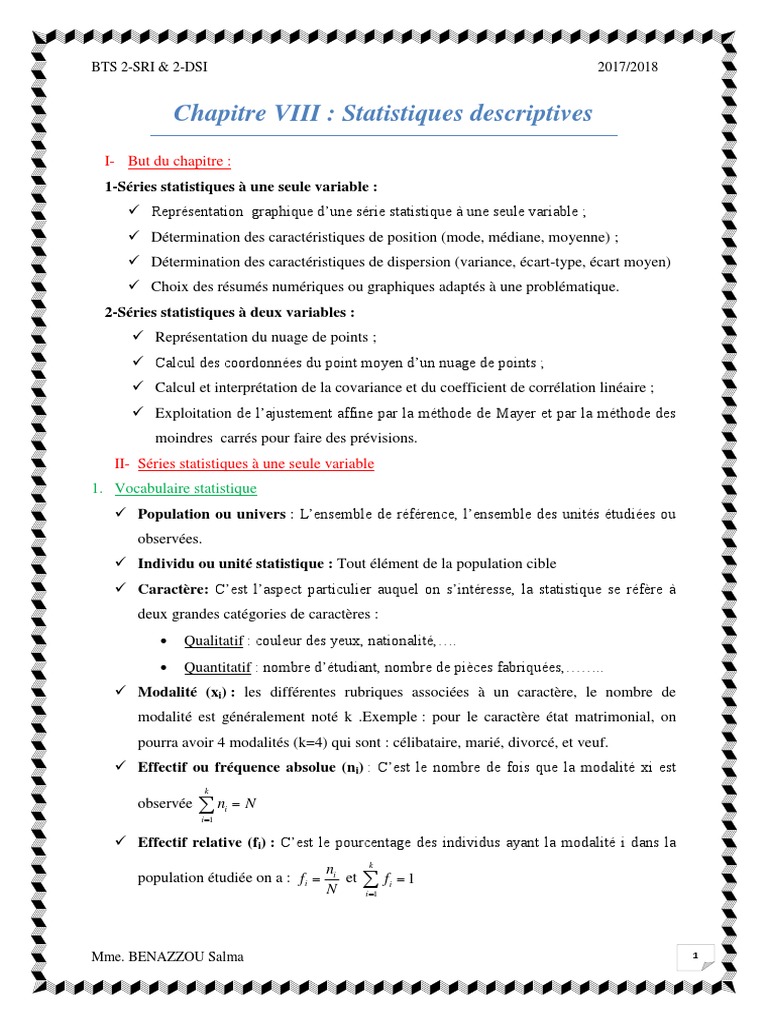 Statistiques Descriptives : Méthodes et Graphiques | PDF | Ajustement ...