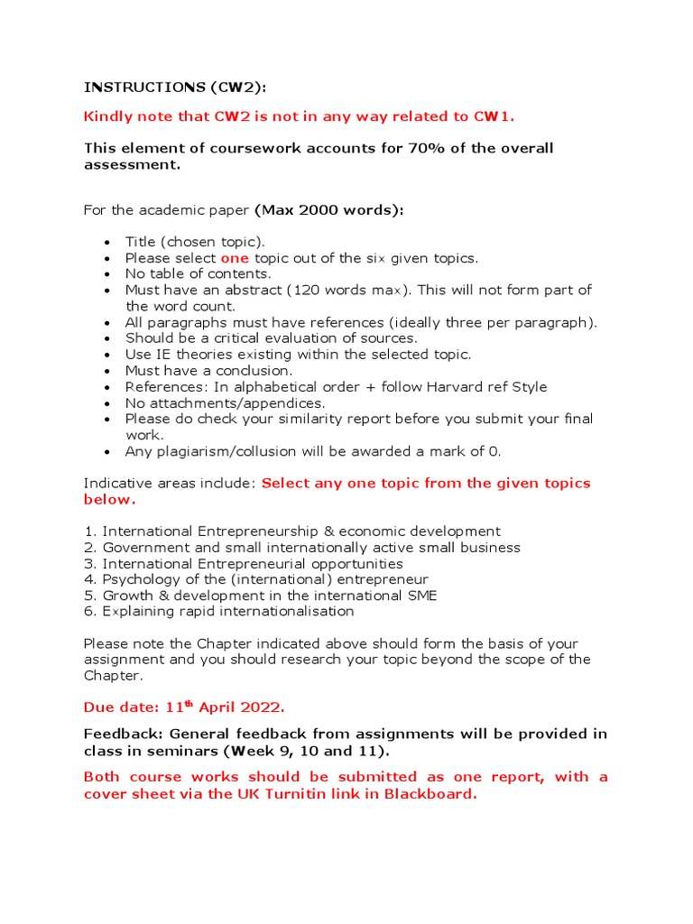 Instructions For CW2 | PDF