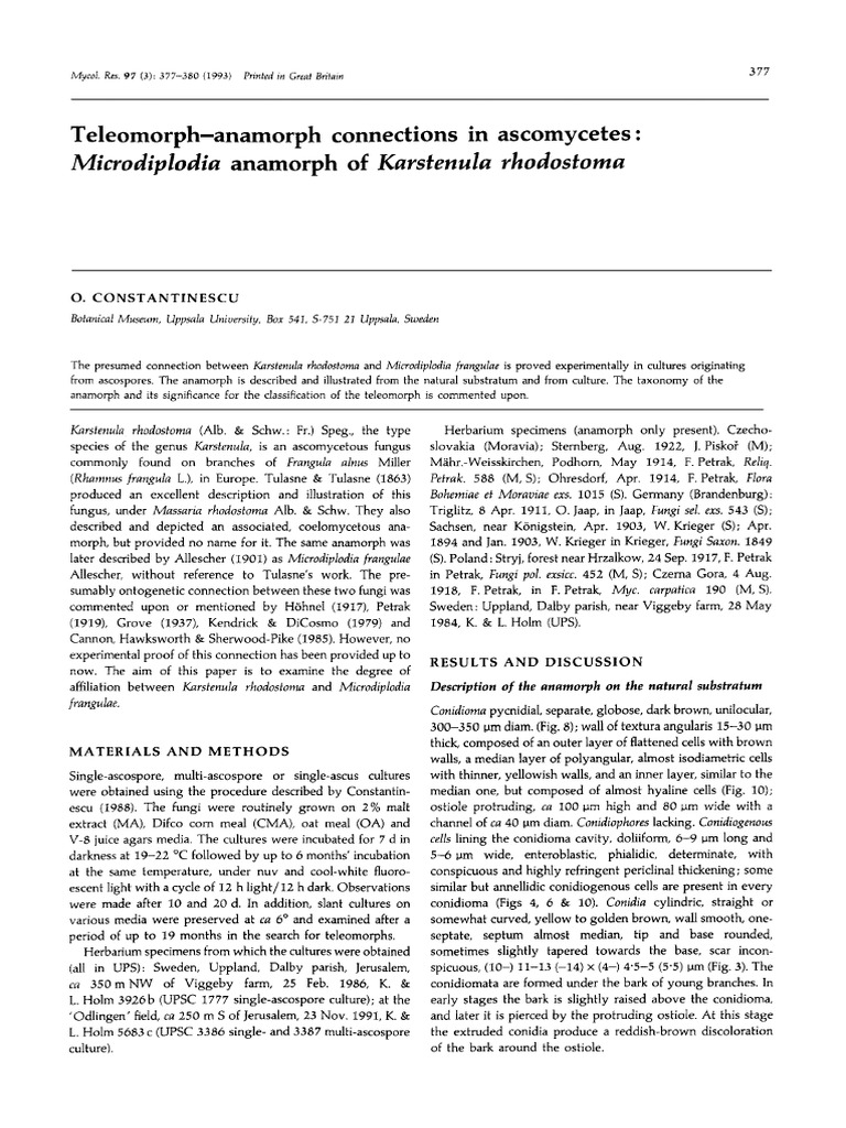 Teleomorph-Anamorph Connections in Ascomycetes | PDF | Mycology | Fungus