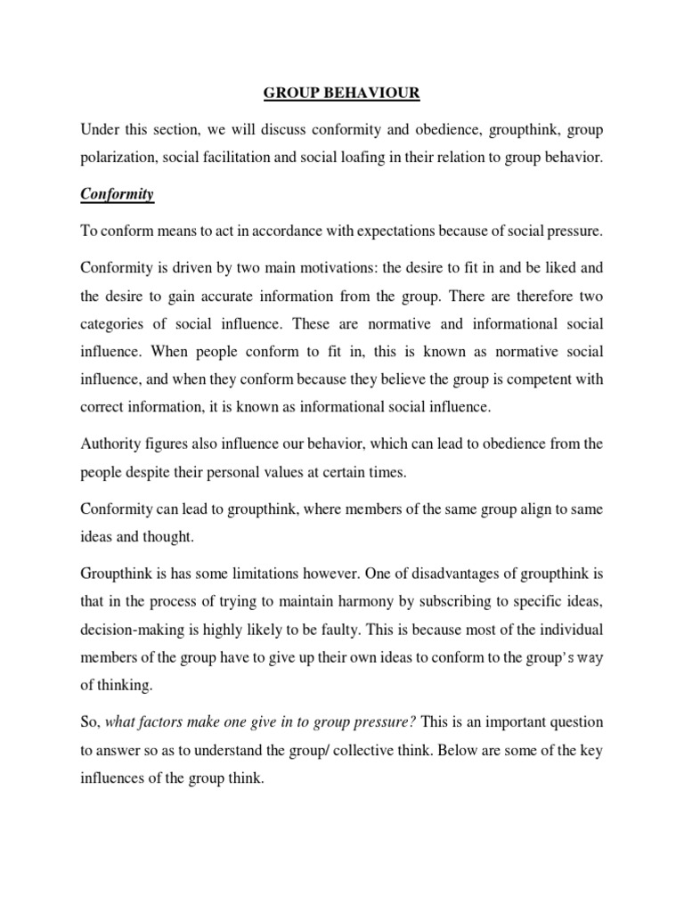 Conformity: Group Behaviour | PDF | Conformity | Decision Making