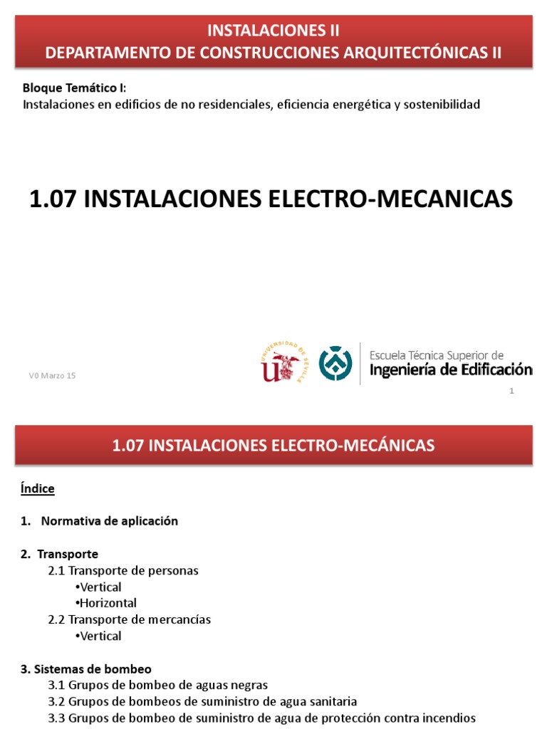 I.07 Instalaciones Electro-Mecanicas | PDF | Ascensor | Bomba
