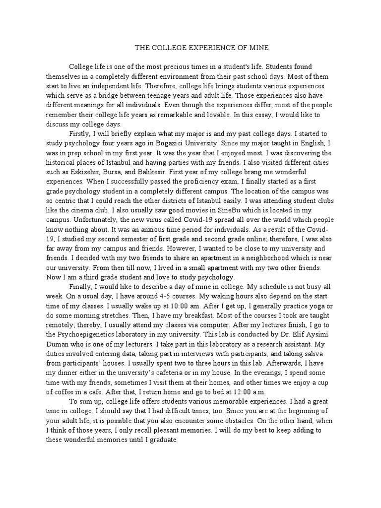 College Life Essay | PDF | Cognition