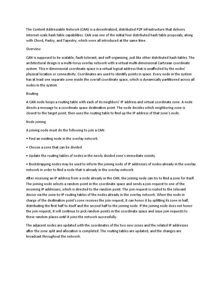 Overview of Content Addressable Network | PDF | Computer Architecture ...