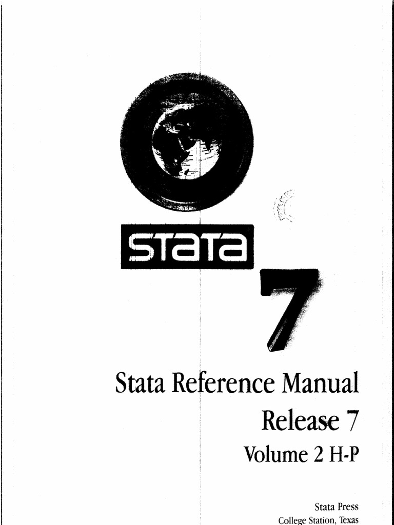 Stata - Stata 7 - Stata Reference Manual Release 7 4 Volume Set (2001 ... Stata - Stata 7 - Stata Reference Manual Release 7 4 Volume Set (2001 ...