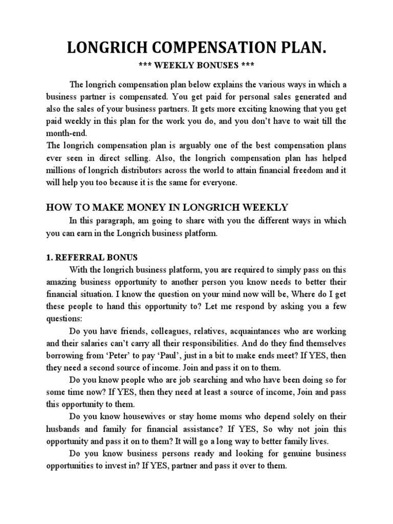 Longrich Compensation Plan | PDF | Photovoltaics | Economies