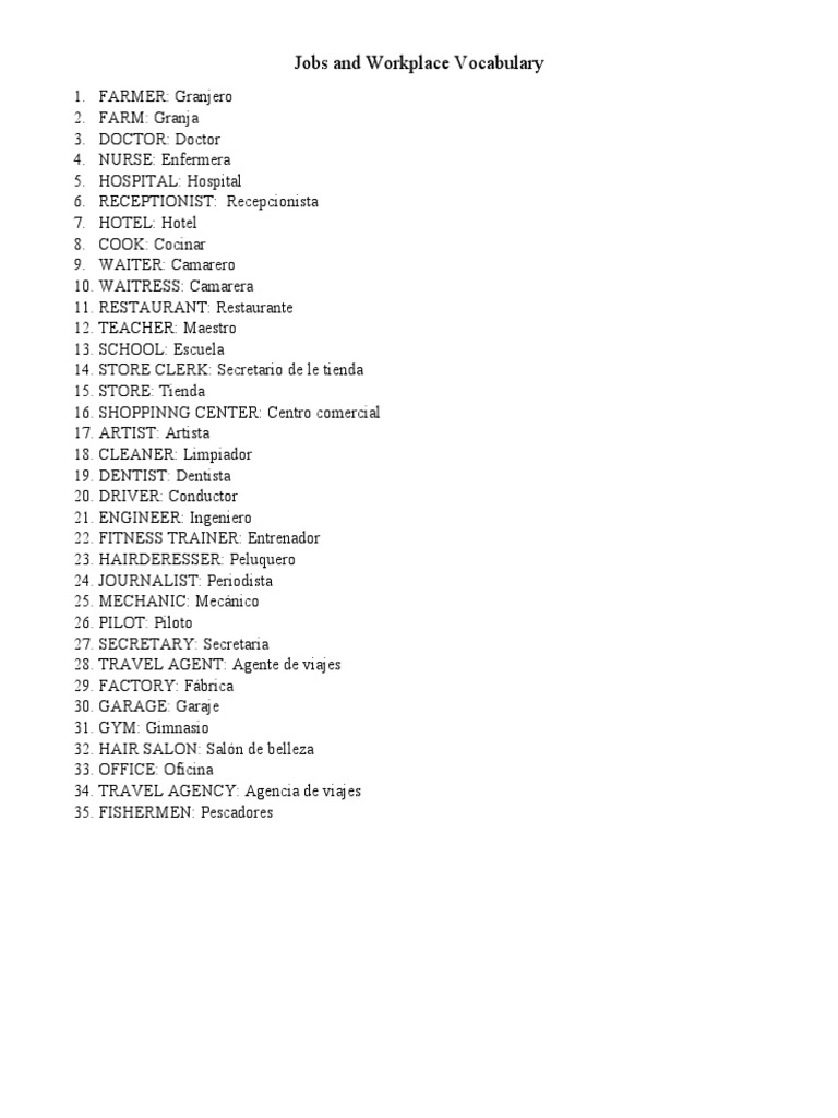 Jobs and Workplace Vocabulary | PDF