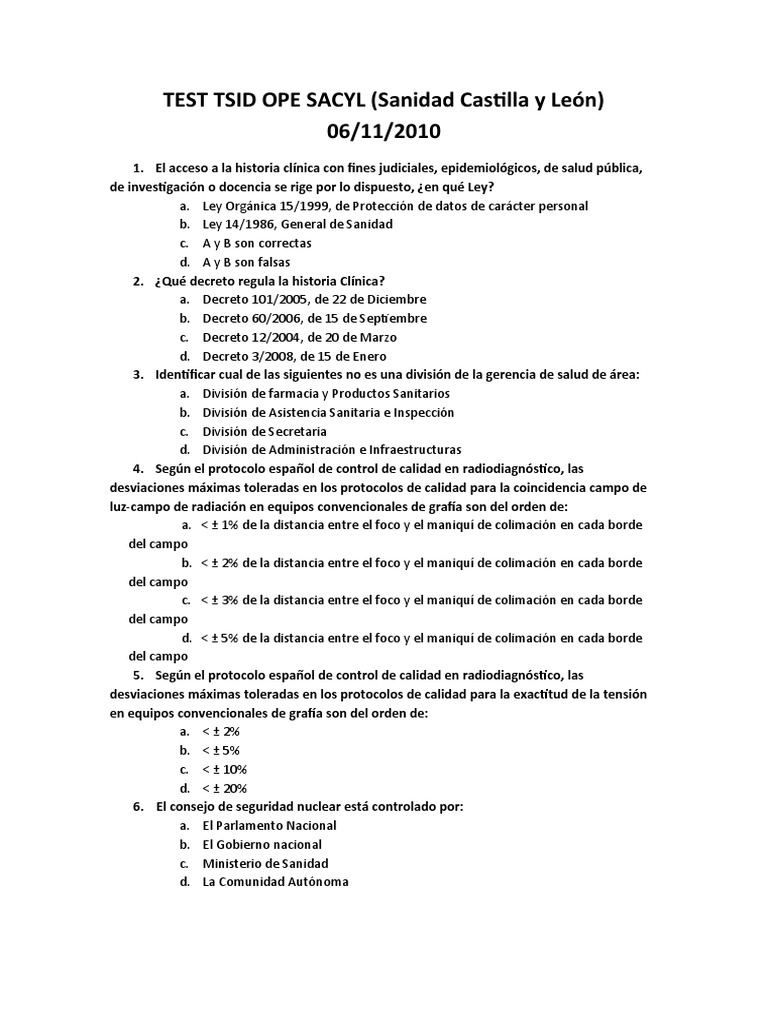 Test Tsid Ope Sacyl 2010 | PDF | Codo | Articulación