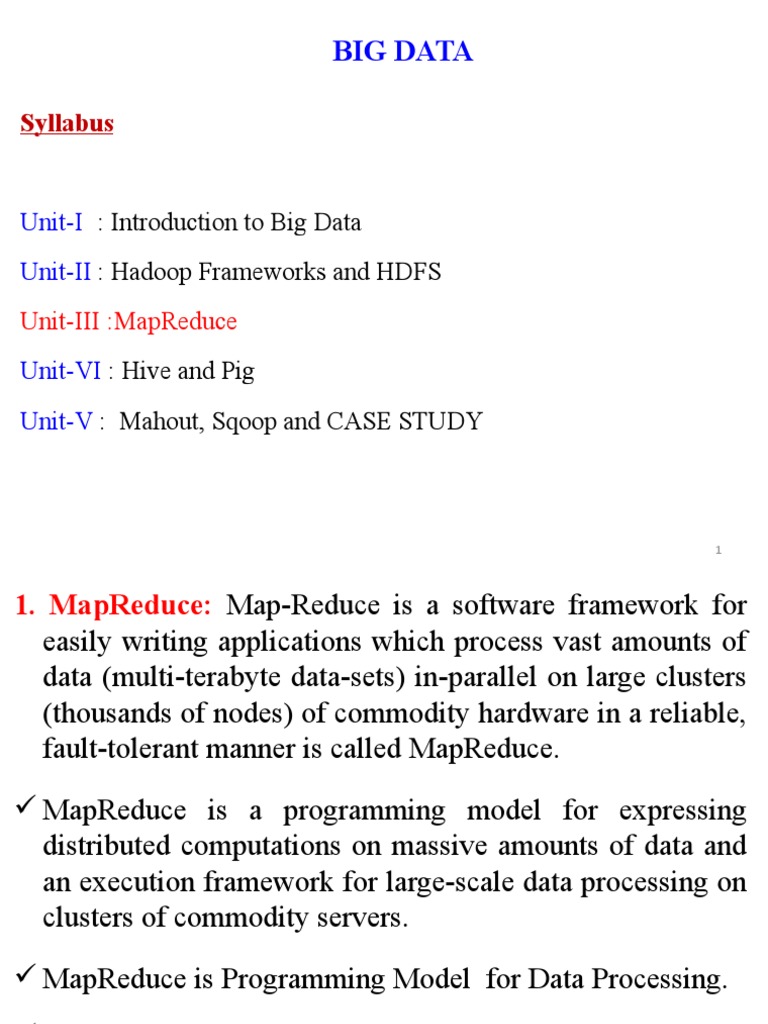 BD - Unit - III - MapReduce | PDF | Map Reduce | Apache Hadoop