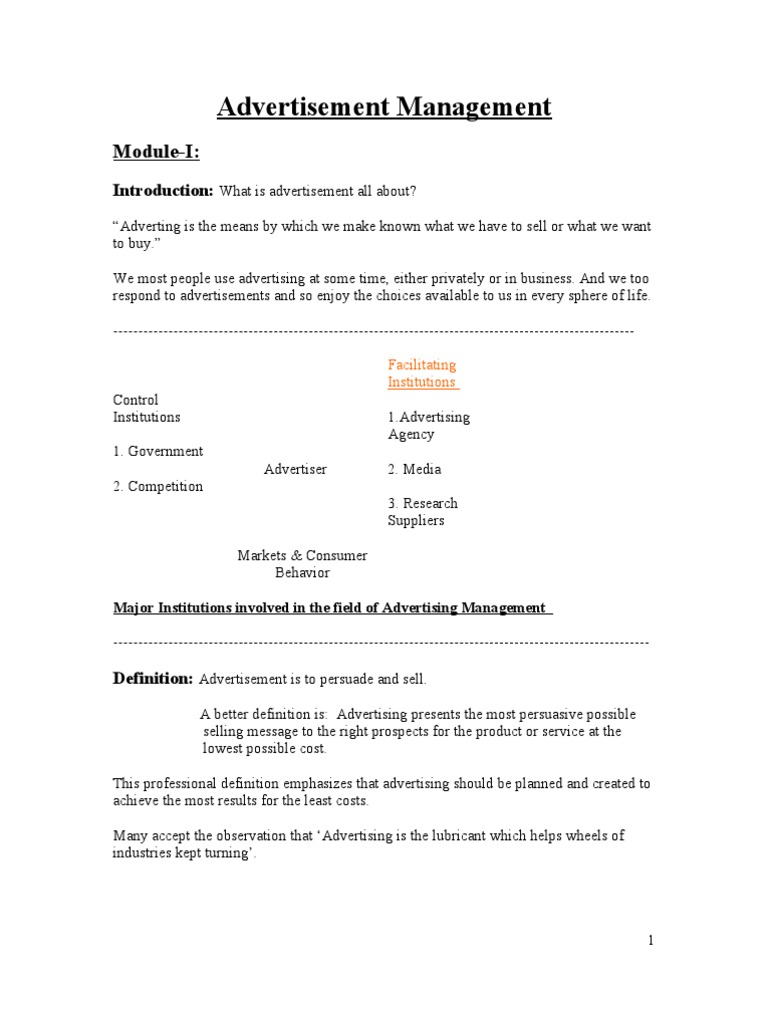 Advertisement Management | PDF | Advertising | Brand