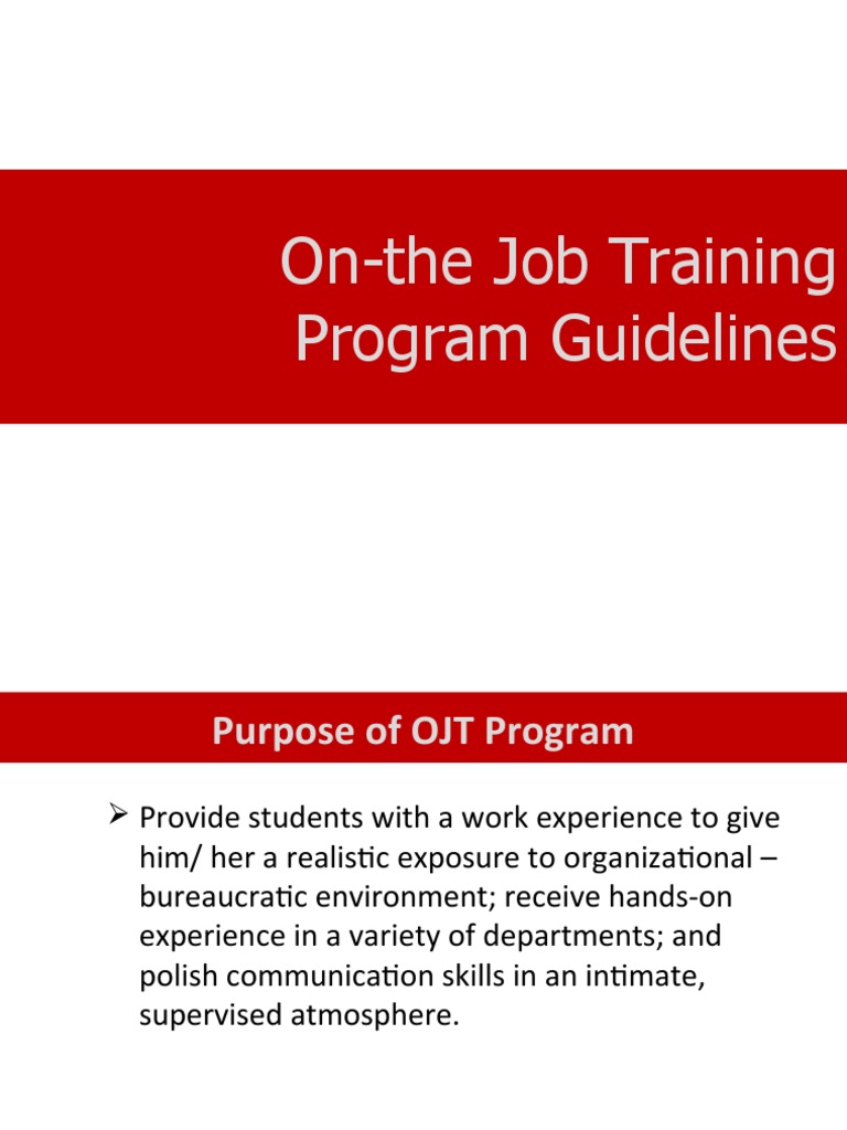On-The Job Training Program Guidelines | PDF | Cognition